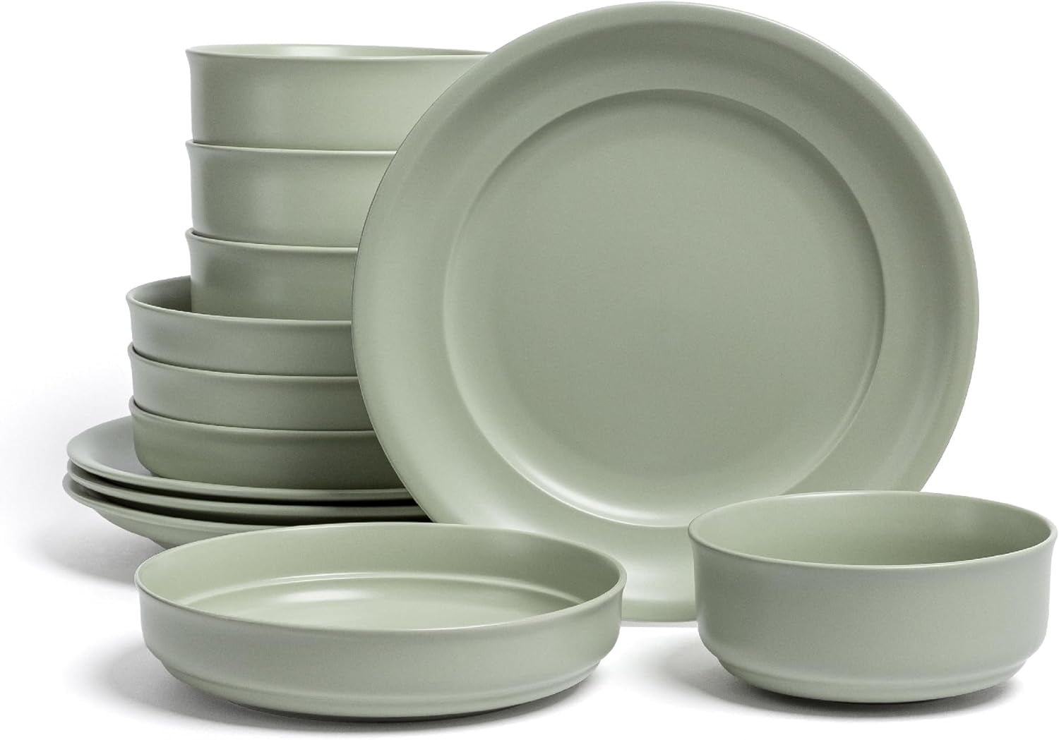 over&back Rim Dinnerware Set - Stoneware Dishes - Comes with 4 Dinner ...