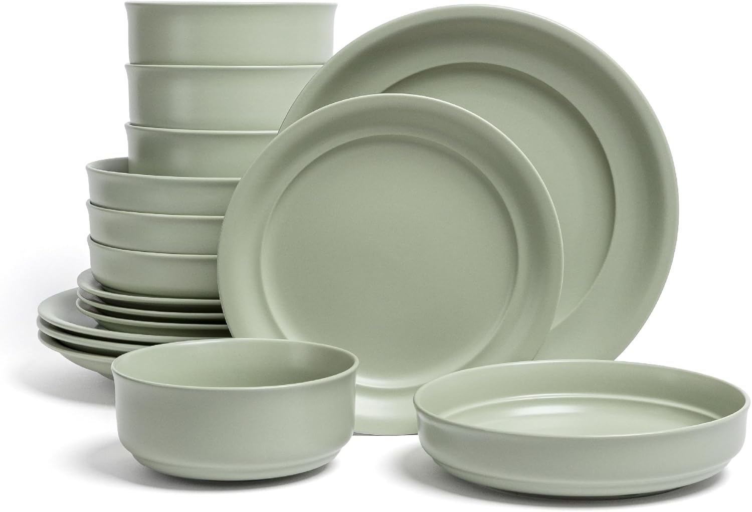 over&back Rim Dinnerware Set - Stoneware Dishes - Comes with 4 Dinner ...