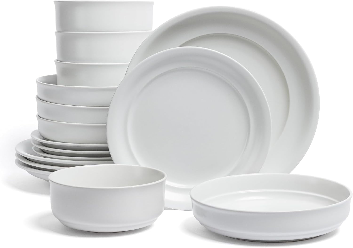 over&back Rim Dinnerware Set - Stoneware Dishes - Comes with 4 Dinner ...