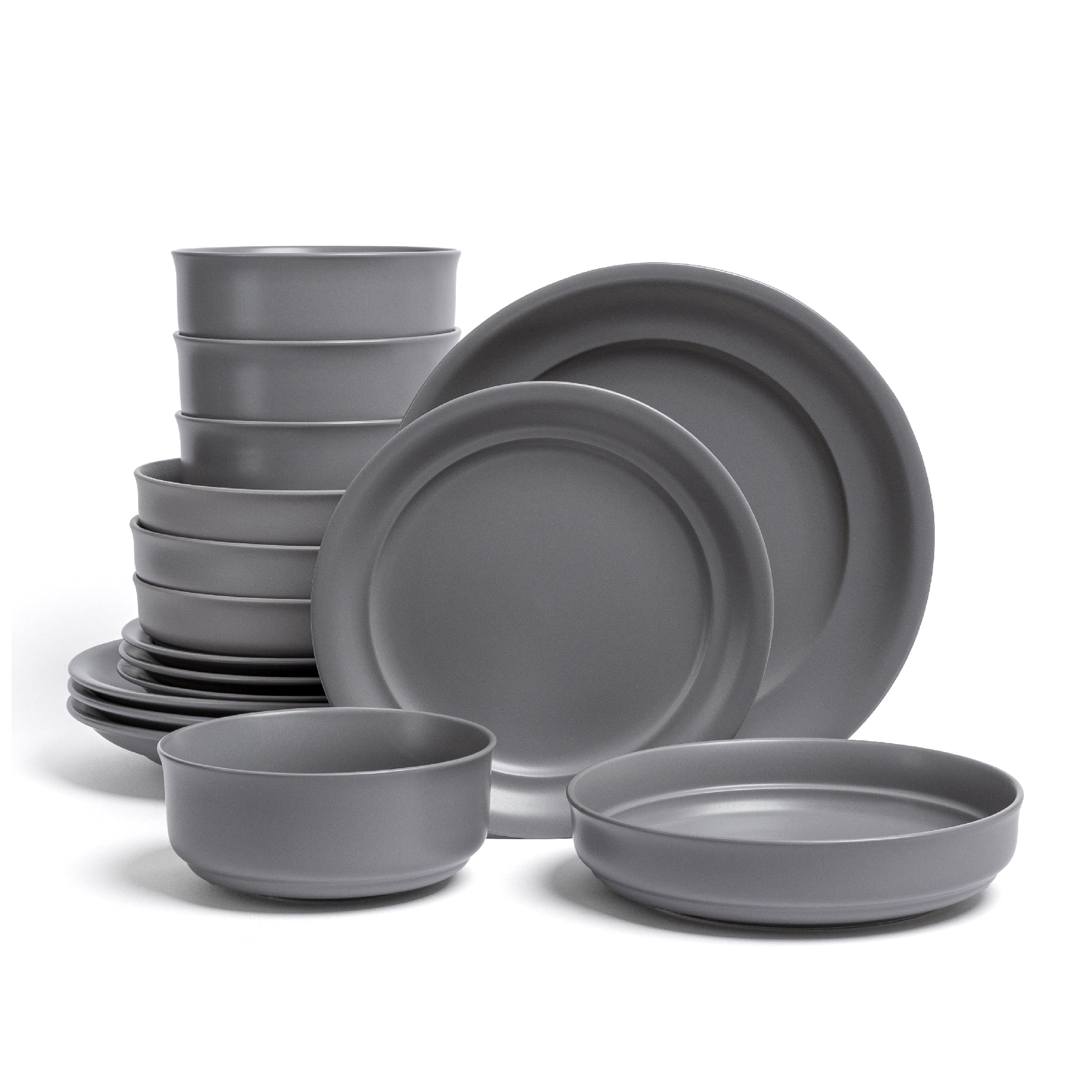 over&back Rim Dinnerware Set - Stoneware Dishes - Comes with 4 Dinner ...