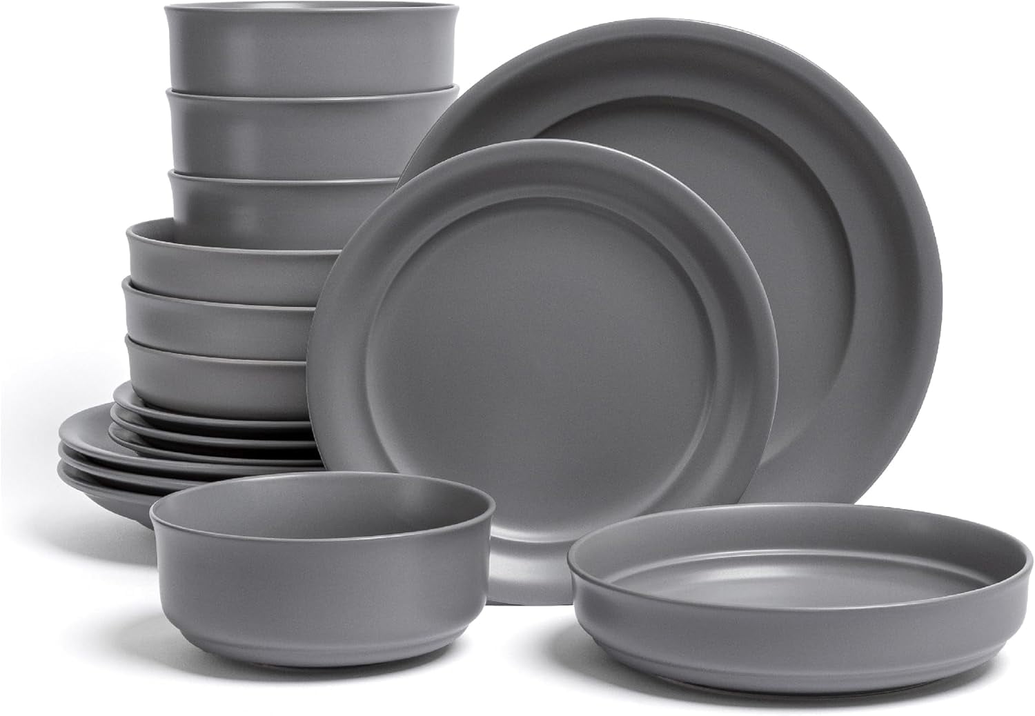 over&back Rim Dinnerware Set - Stoneware Dishes - Comes with 4 Dinner ...