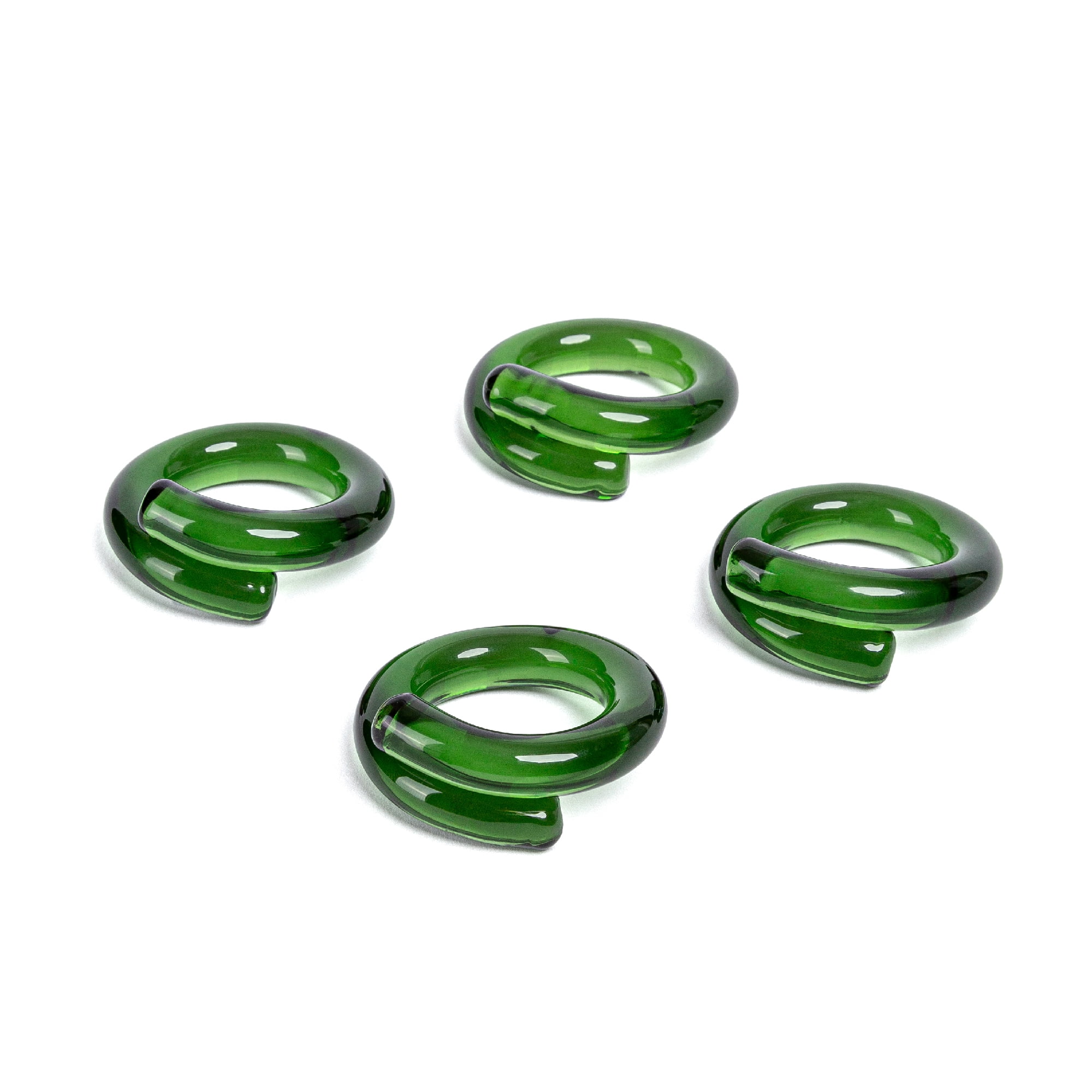 over&back Set of 4 Hand-Shaped Glass Napkin Rings - Decorative Dining ...