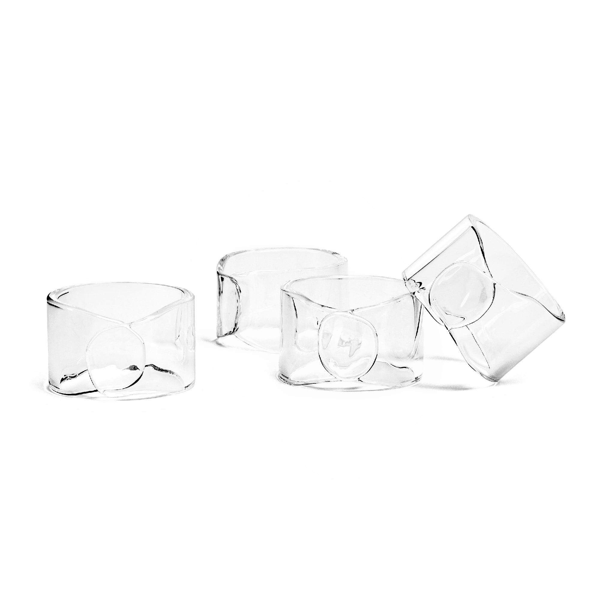 over&back Set of 4 Wide Hand-Shaped Glass Napkin Rings - Decorative ...