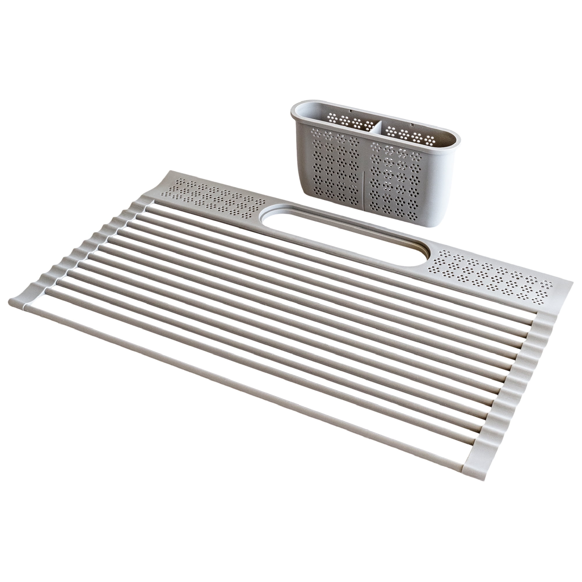 over&back Silicone Sink Drying Rack with Caddy - Foldable Kitchen ...
