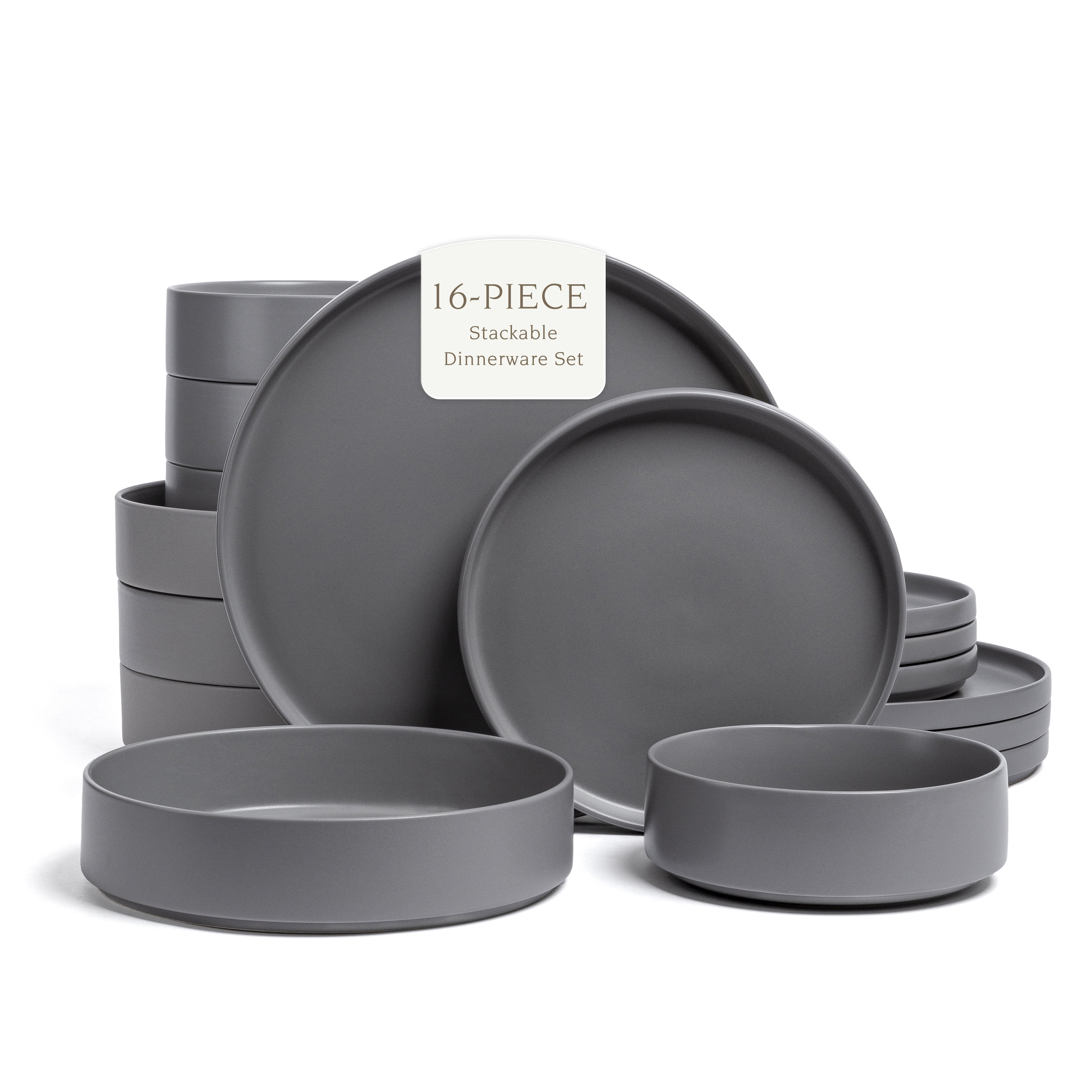 over&back 16-Piece Stackable Dinnerware Dish Set - Stoneware Dishes ...