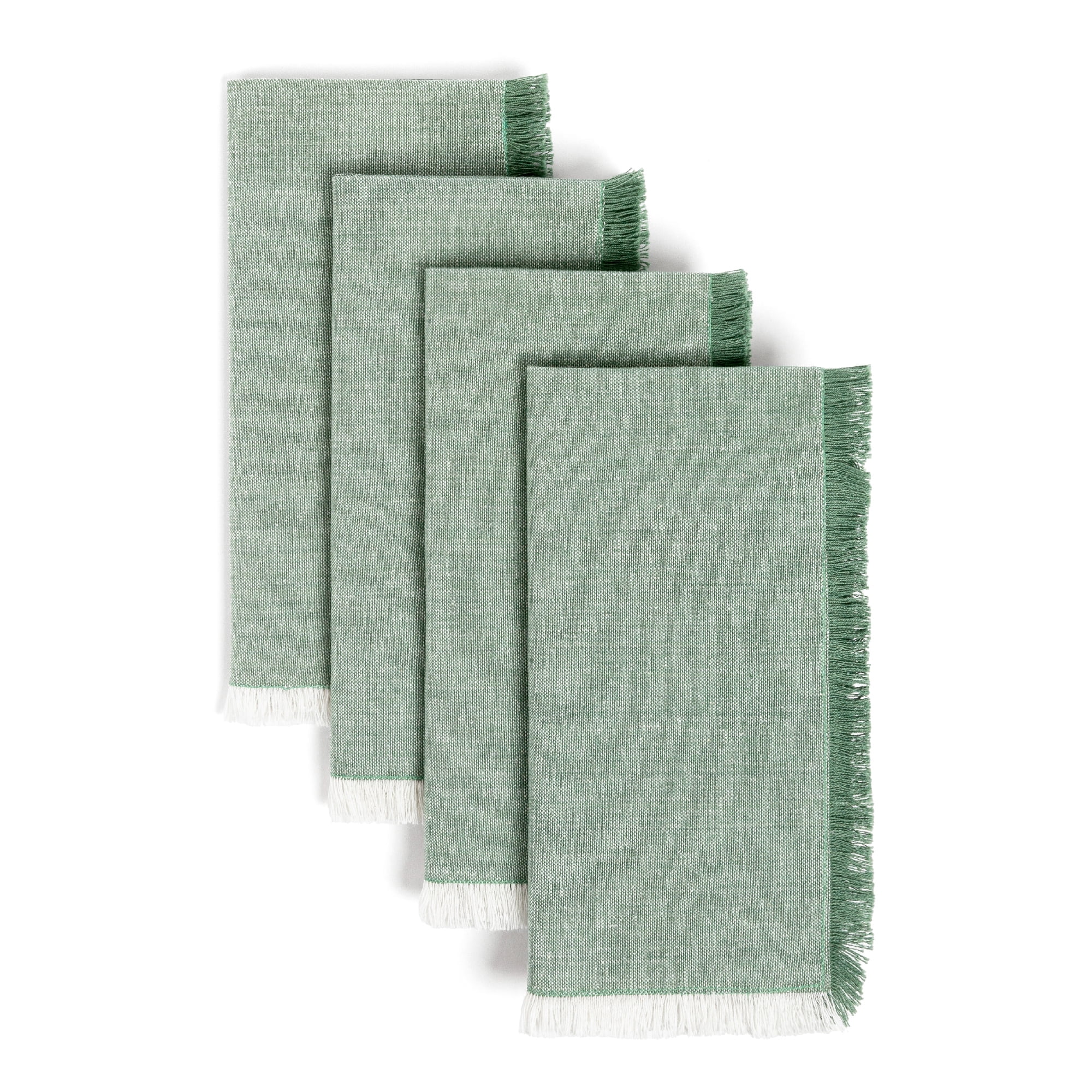 over&back Woven Frayed Chambray Cloth Napkins, Cotton Napkins, Dinner ...