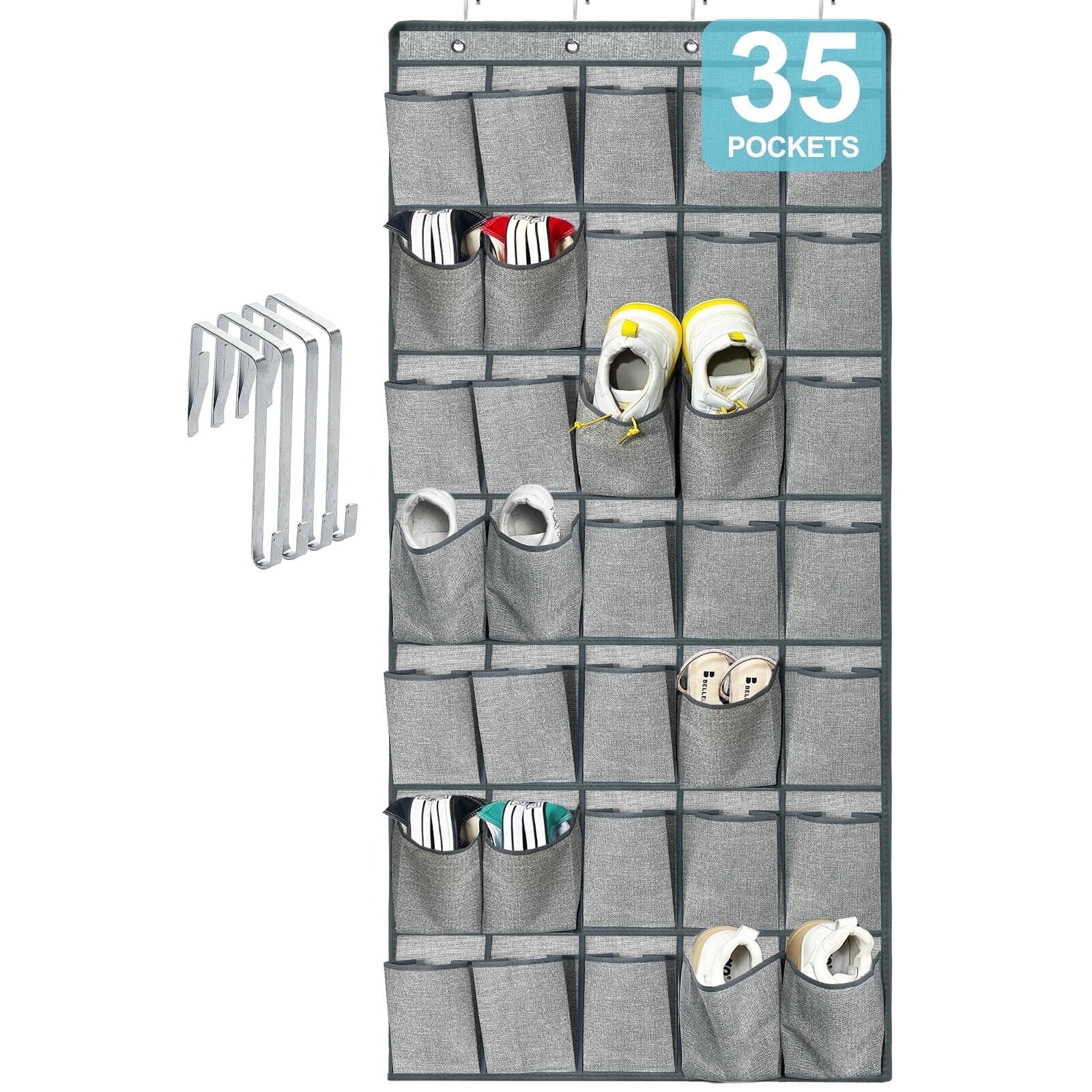 Homyfort 35 Pockets Over the Door Shoe Organizer, Hanging Door Shoe ...