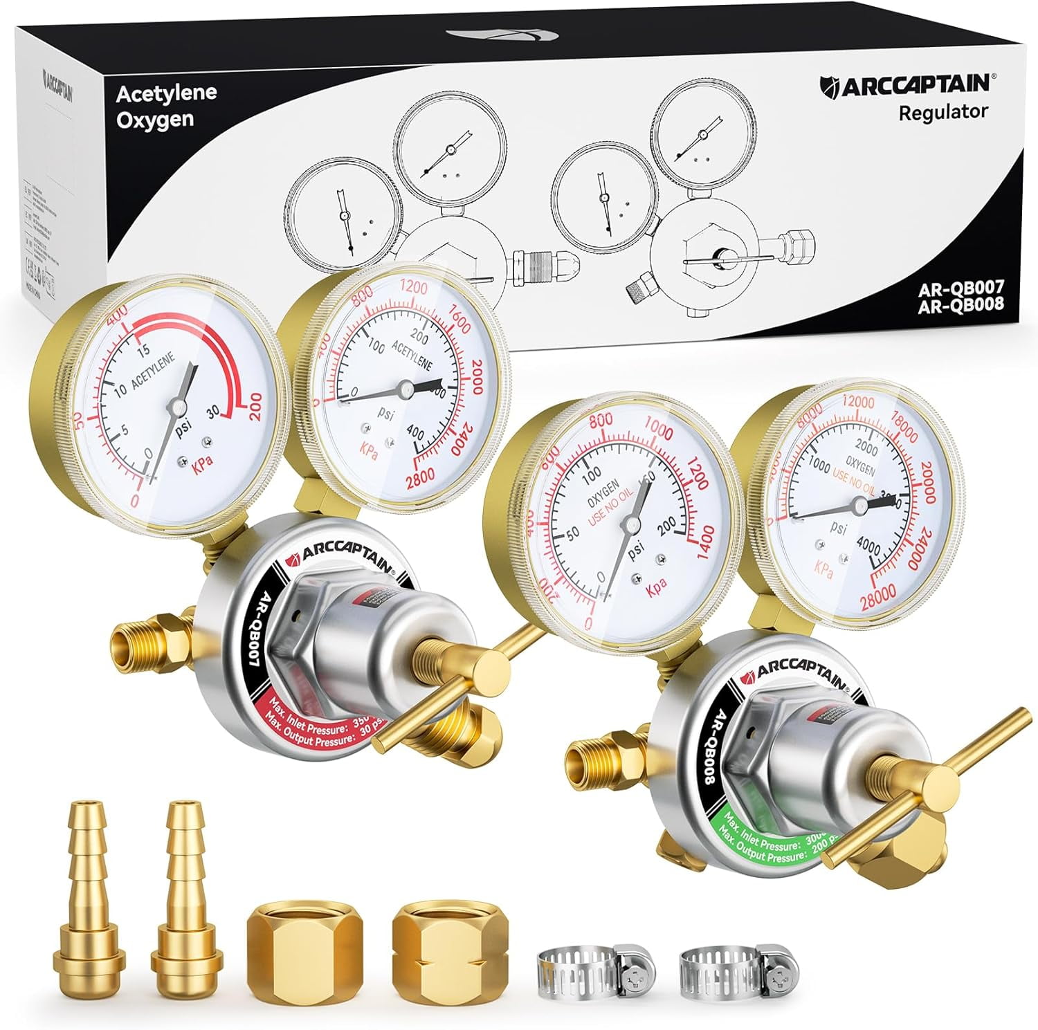 **oxygen and acetylene regulators cga540 and cga510, compatible with v ...