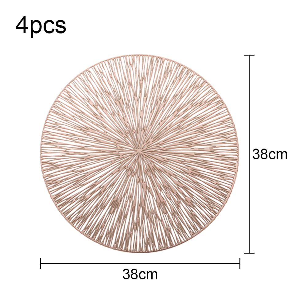 1.Set of 4, the package only includes 4 Placemats2.Diameter: 38cm3.Made ...
