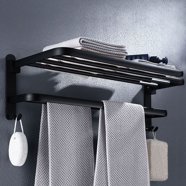 Costway 2 Tier Wall Mount Bath Shelf - Bathroom Storage Rack with Towel ...