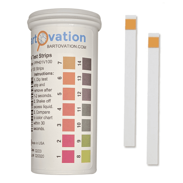 pH 1-14 Wide Range Test Strips in Moisture-Proof Vial, Pack of 100 ...