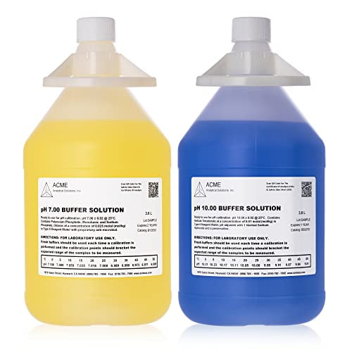 pH 7 and 10 Buffer Solutions, 2 Gallons, pH Meter Calibration Solutions ...