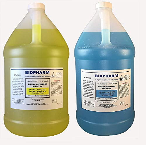 pH Buffer Calibration Solution 2-Pack — 1 Gallon Each: pH 7.00 and pH 10.00 — NIST Traceable ...
