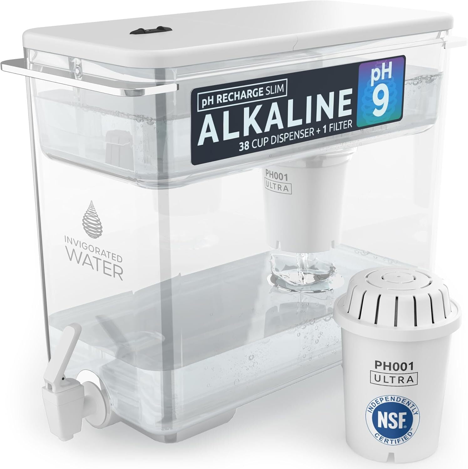 Invigorated Water pH Recharge Slim 38 Cup Alkaline Water Filter ...