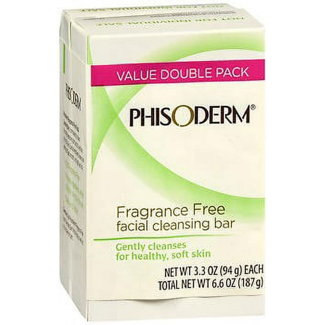 pHisoderm Facial Skin Cleansing Bar, Fragrance Free 2pack [2 x 3.3oz ...