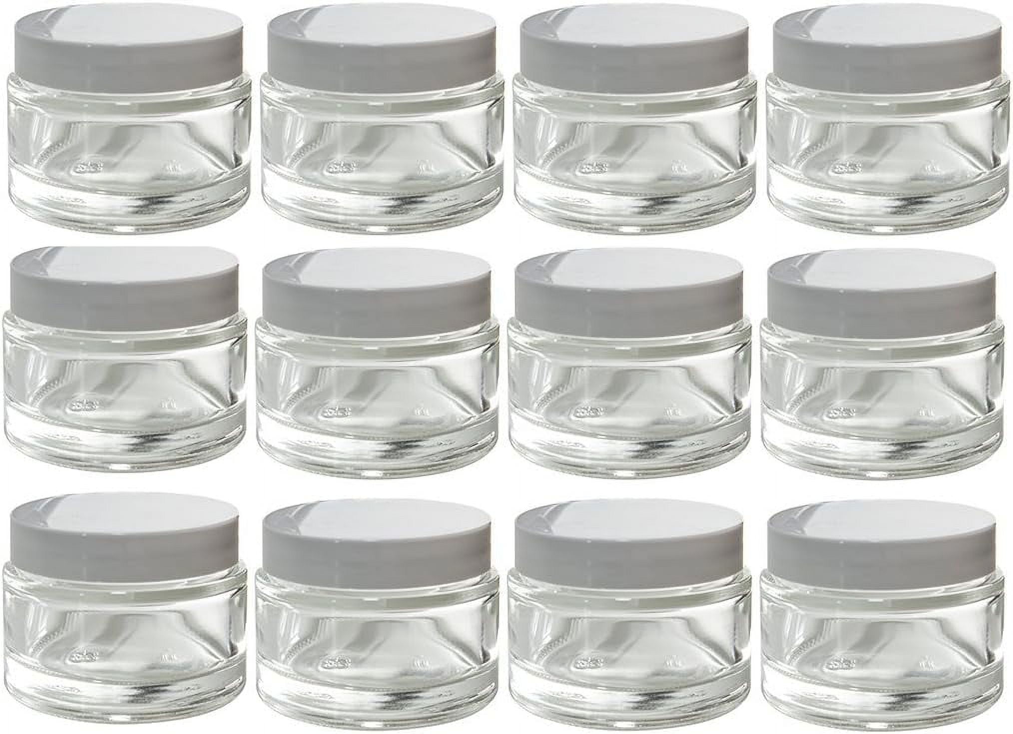 pack) 2 oz Clear Glass Thick Wall Jars with White Foam Lined Smooth ...