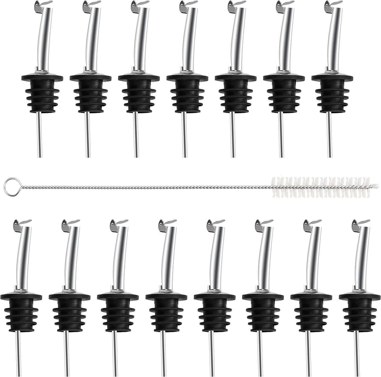 pack of 15 bottle pourers with cap Tapered Spout oil drizzlers spirit ...