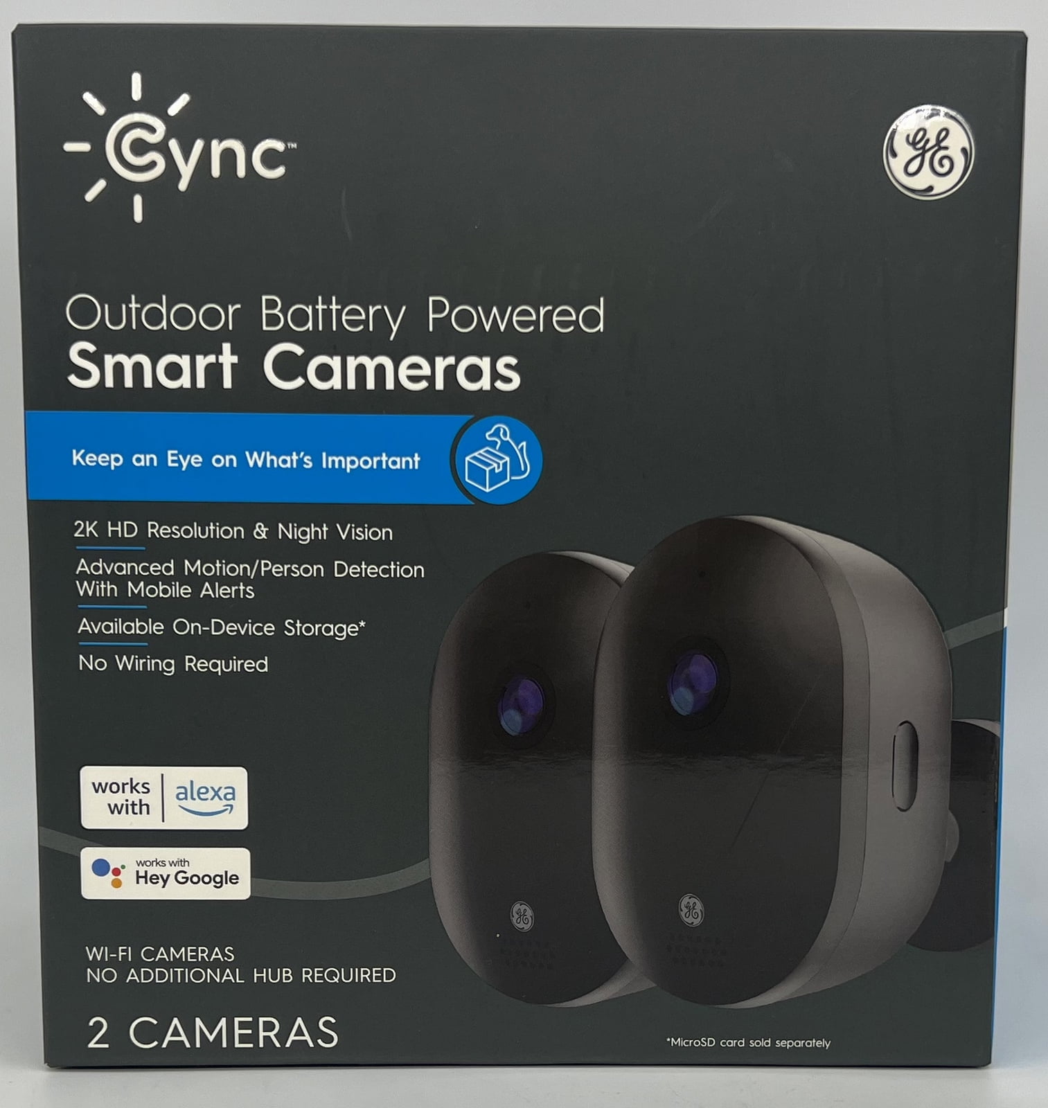 (pack of 2) GE Cync Outdoor Battery Powered Smart Wi-Fi Camera, 2K HD ...