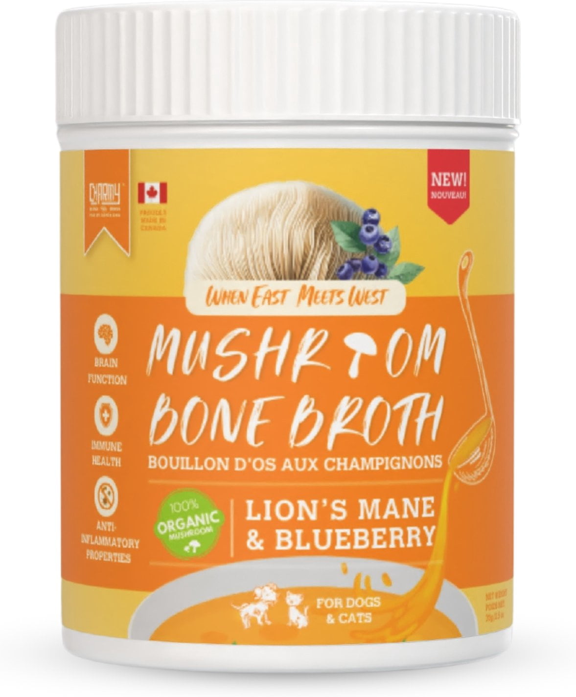 pack of 3 - Charmy Mushroom Bone Broth Lion's Mane & Blueberry Dog ...
