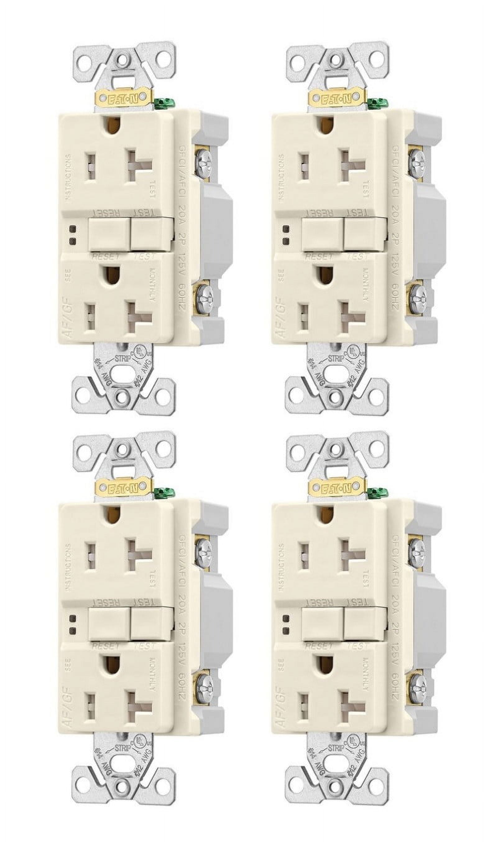 (pack of 4) Eaton TRAFGF20A Tamper Resistant Arc Fault, Ground Fault ...