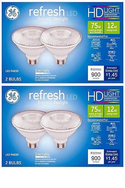 (pack of 4) GE Lighting refresh LED PAR30, 12 watt, Daylight 5000K, 900 ...
