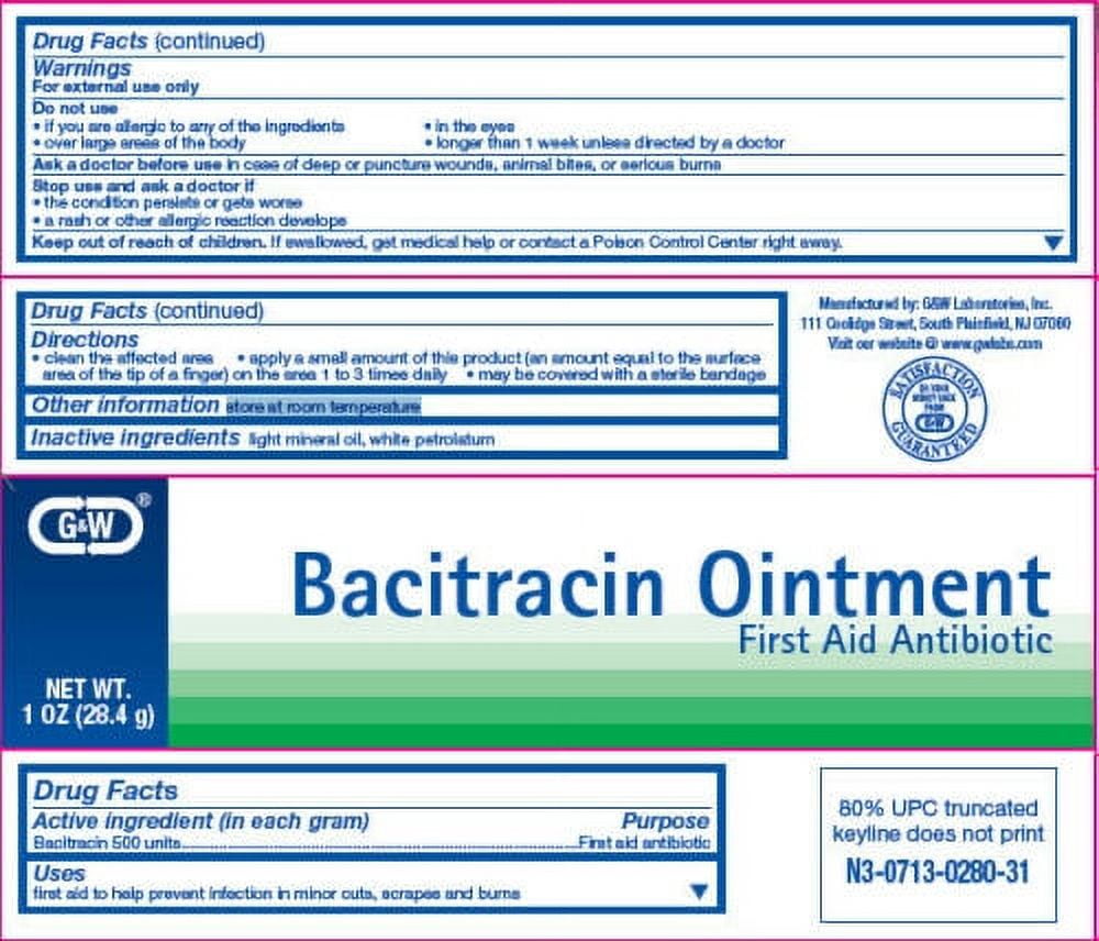 (pack of 5 tubes) G&W Bacitracin Ointment 1 oz First Aid Antibiotic ...