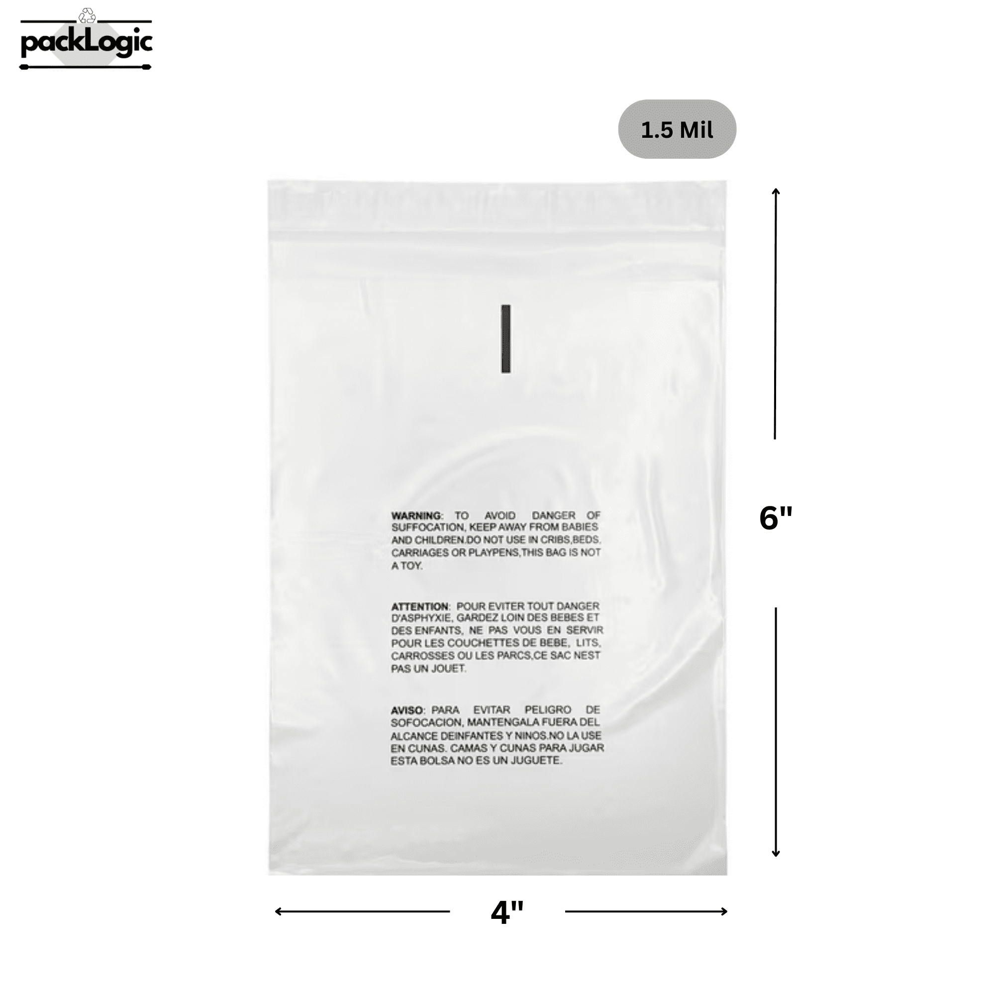 packLogic 4x6 Clear Poly Bags 100 Bags Count Self Seal Shipping Bags ...