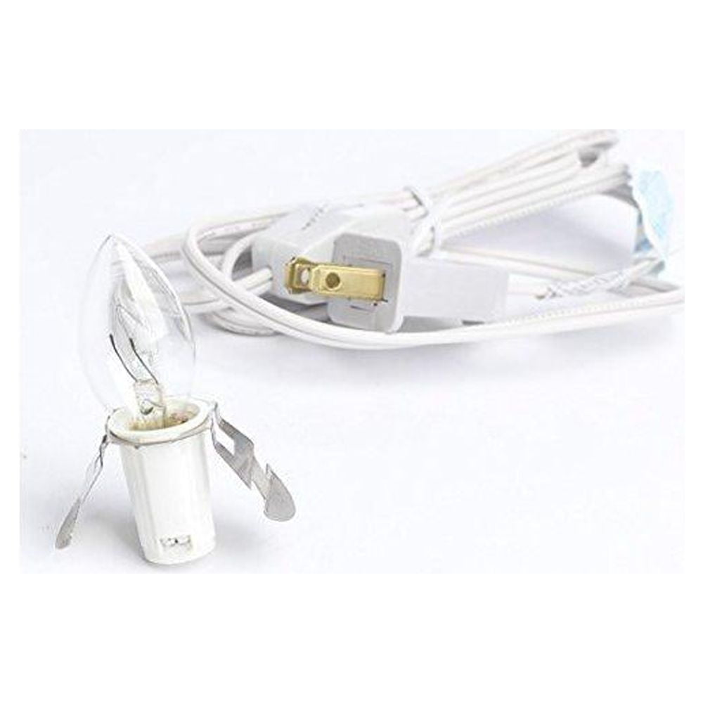 package of 6 white cord electric clip in sockets with rotary style ...