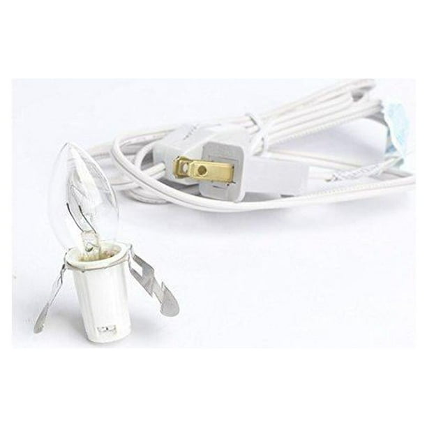 package of 6 white cord electric clip in sockets with rotary style ...