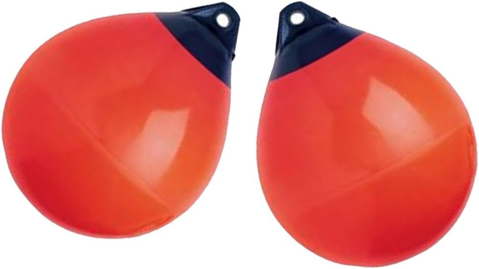 A pair of circular anchor buoys with ship protection balls, and ...