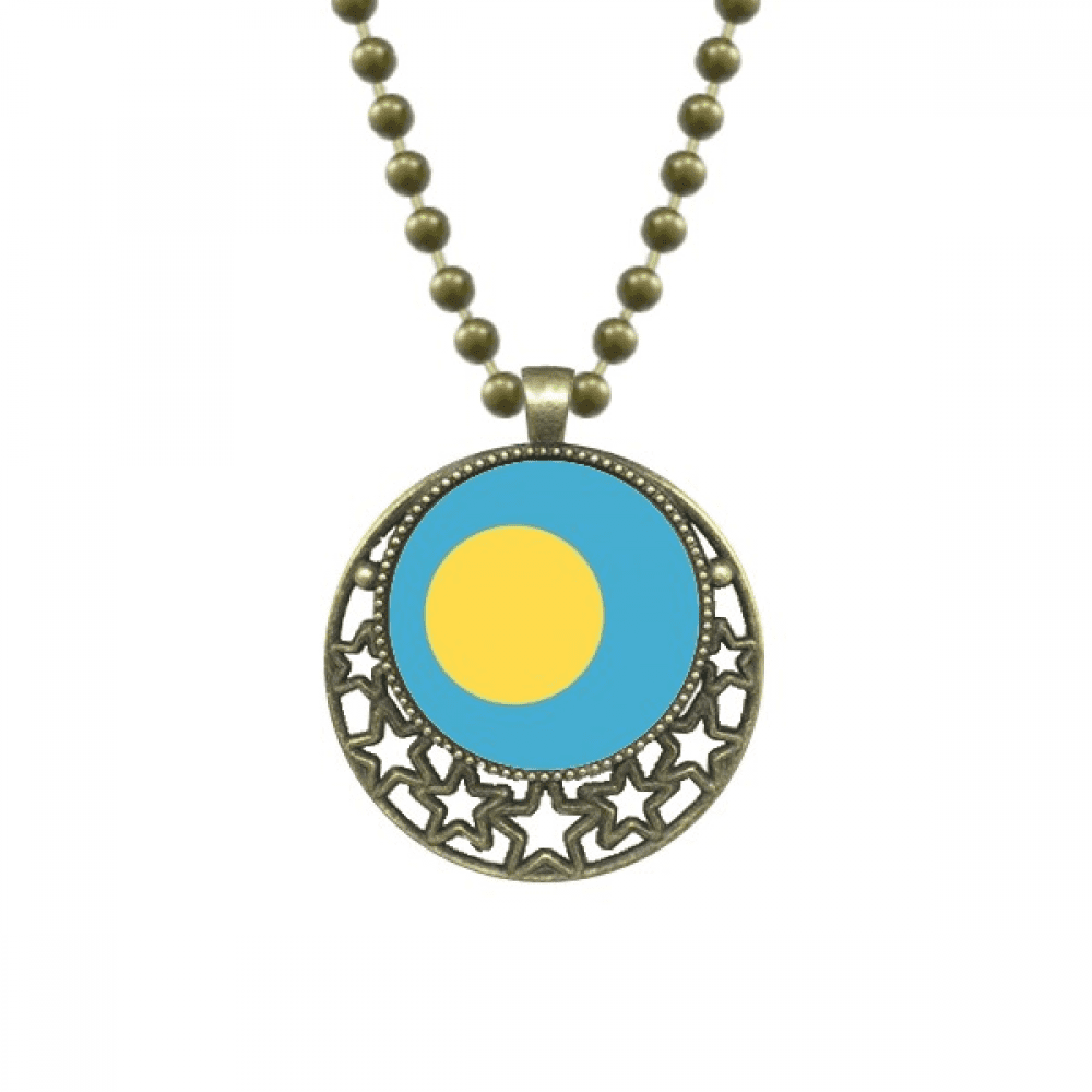palau national flag oceania country symbol pendant star necklmoon chain ...