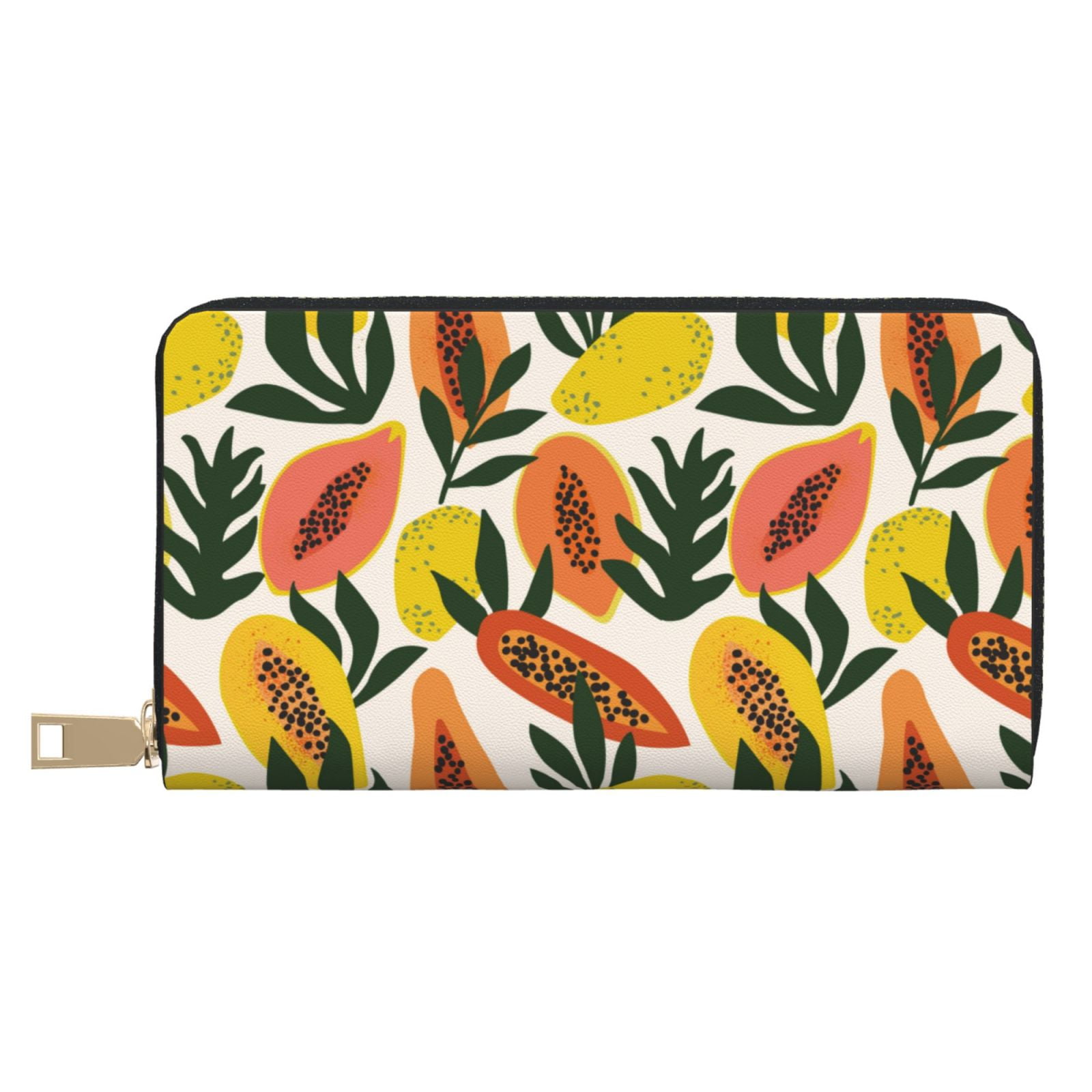 palm leaves Papaya Wallet Women, Leather Bifold Multi Card Wallet ...