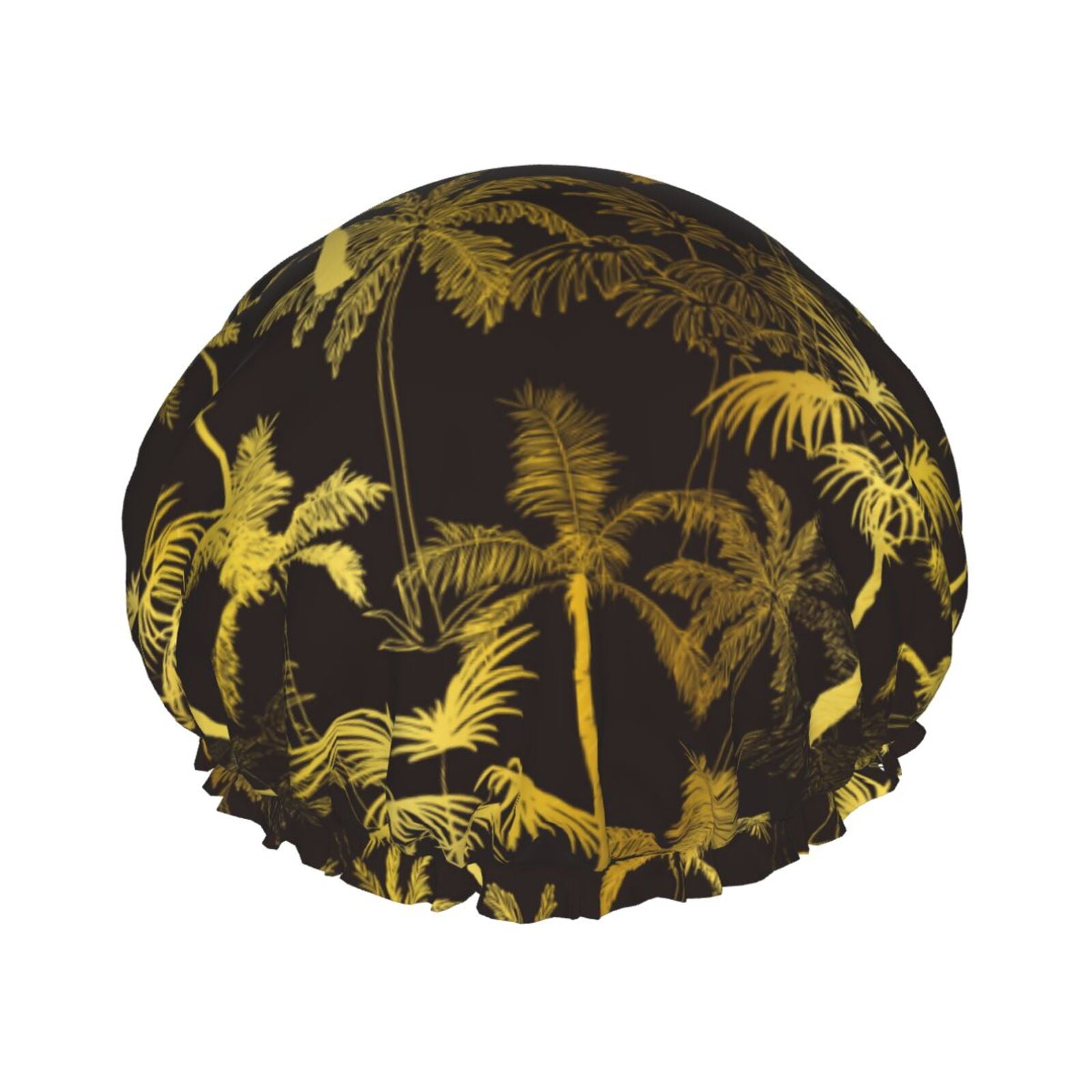 palm tree yellow Shower Cap, Reusable Bath Hair Hat for all Hair ...