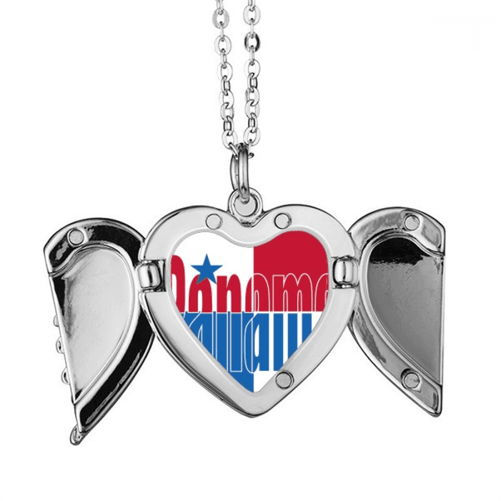 panama country flag name art deco fashion angel wings necklpendant ...
