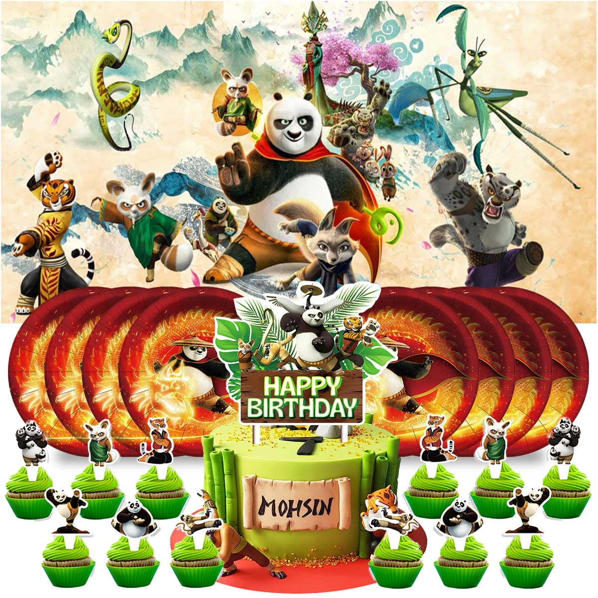 panda Plates Birthday Supplies Decorations Decor Backdrop Banner Cake ...