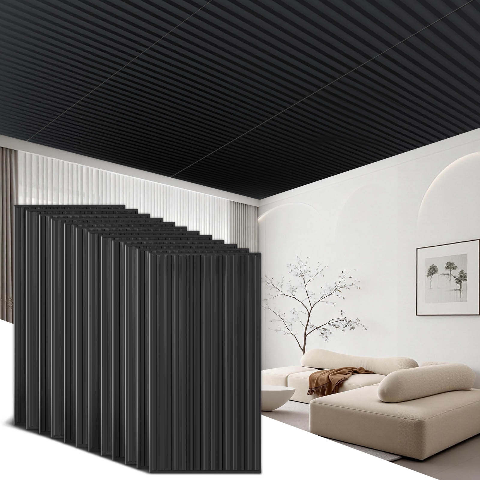 panels 12 Pack Drop Ceiling Tiles 2x4 Ft,3D wall panels for interior ...
