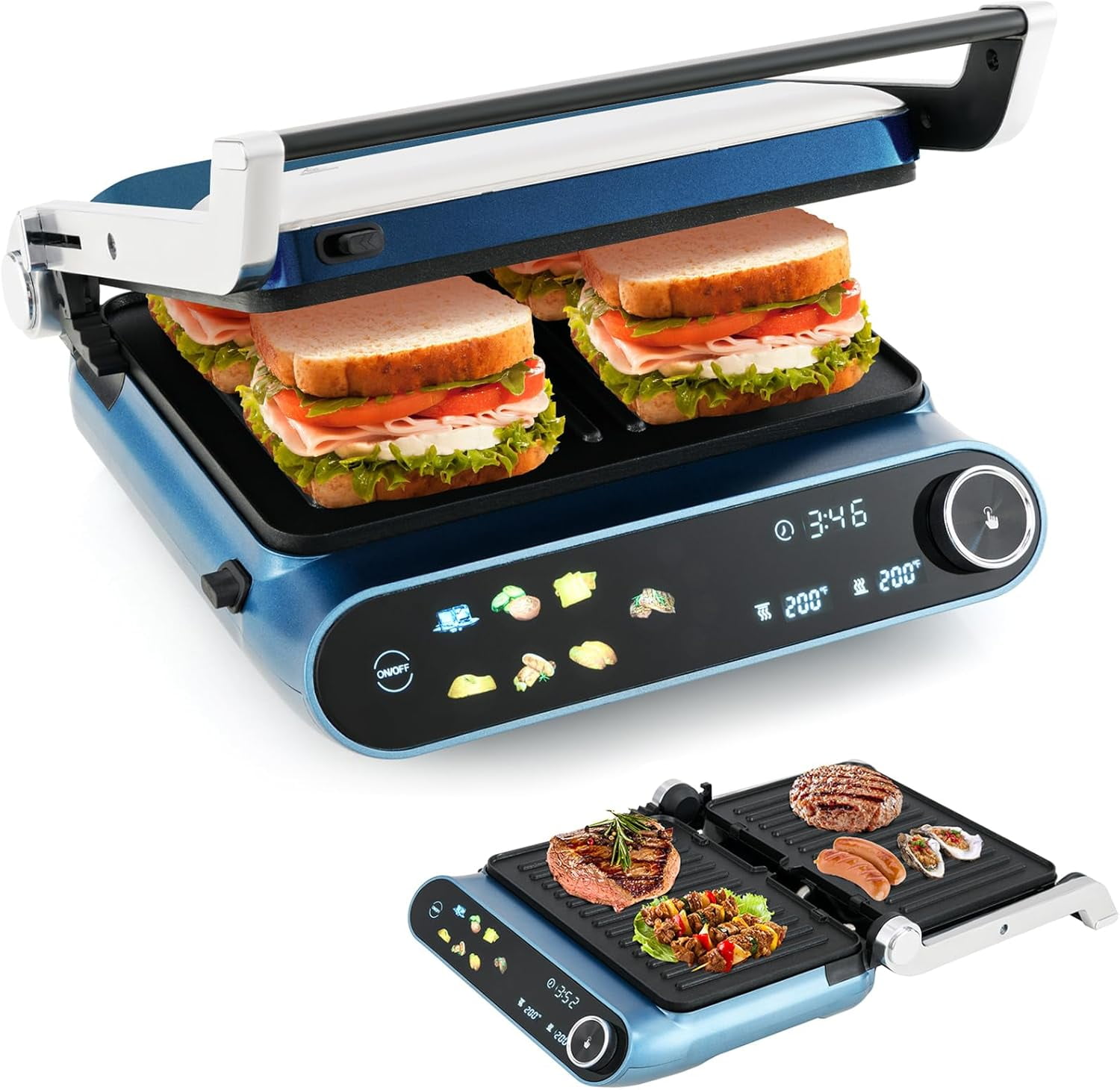Panini Press Sandwich Maker, Electric Indoor Grill with 2 Removable ...