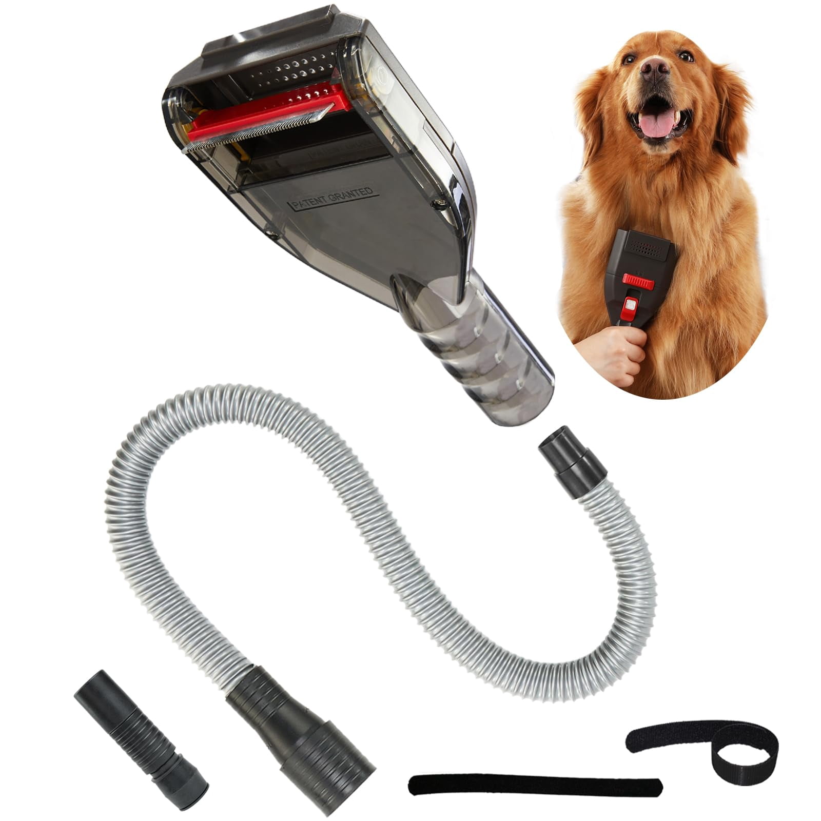 pannbo Dog Brush Vacuum Attachment Pet Hair Grooming Tool Kit with Long ...