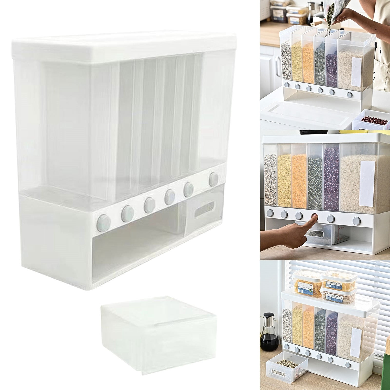 pantry organization and storage,5 Grids Rice & Grain Storage Container ...