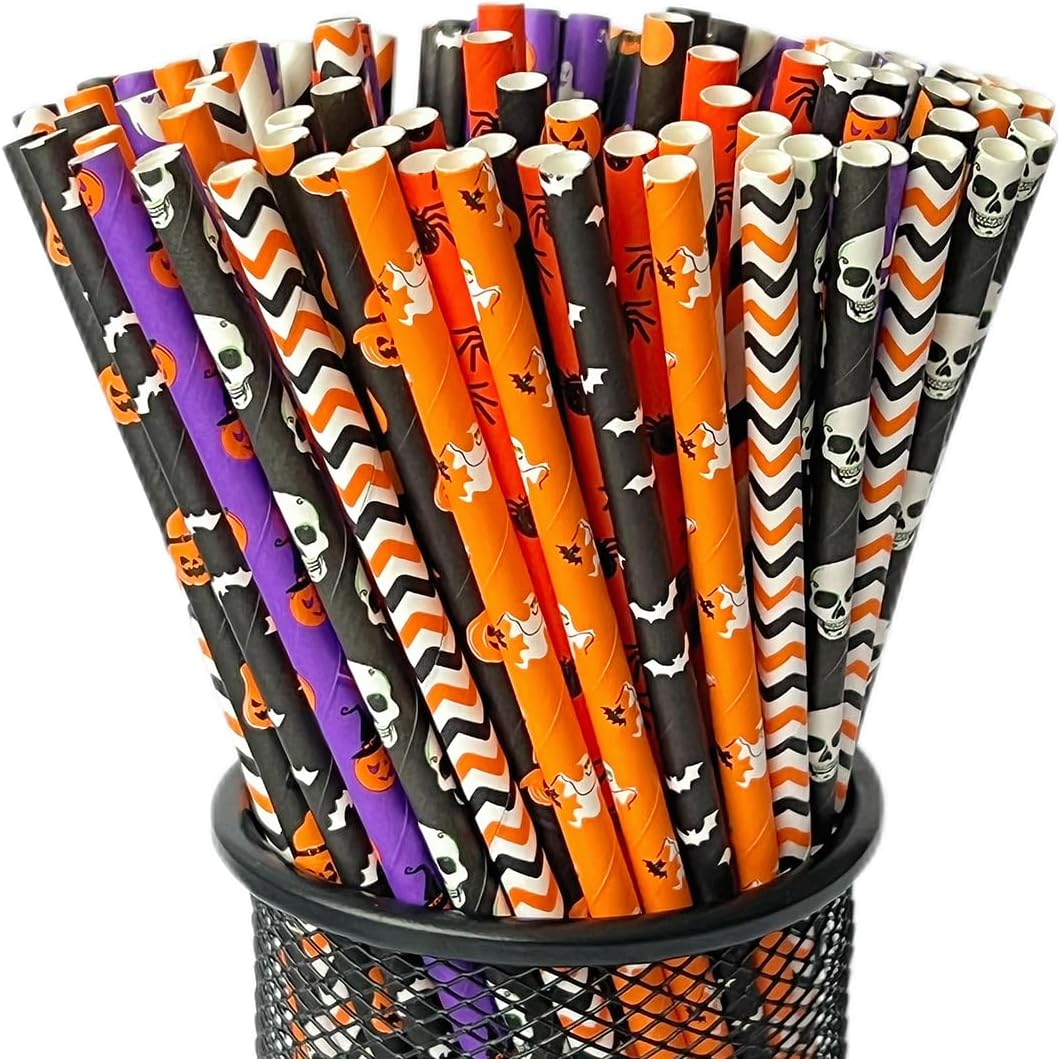 paper straws 200 pieces. Halloween party decoration straws are ...