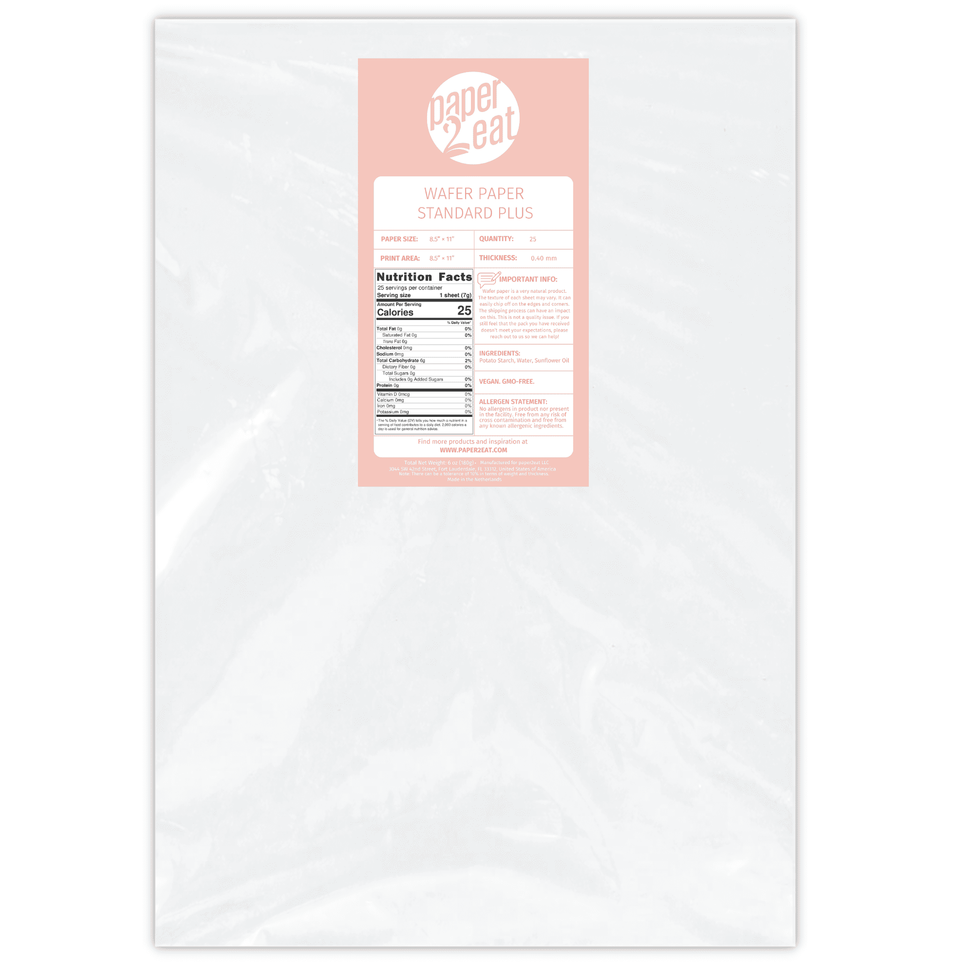 paper2eat White Edible Wafer Paper Standard Plus (0.40 mm) - 25 Count ...