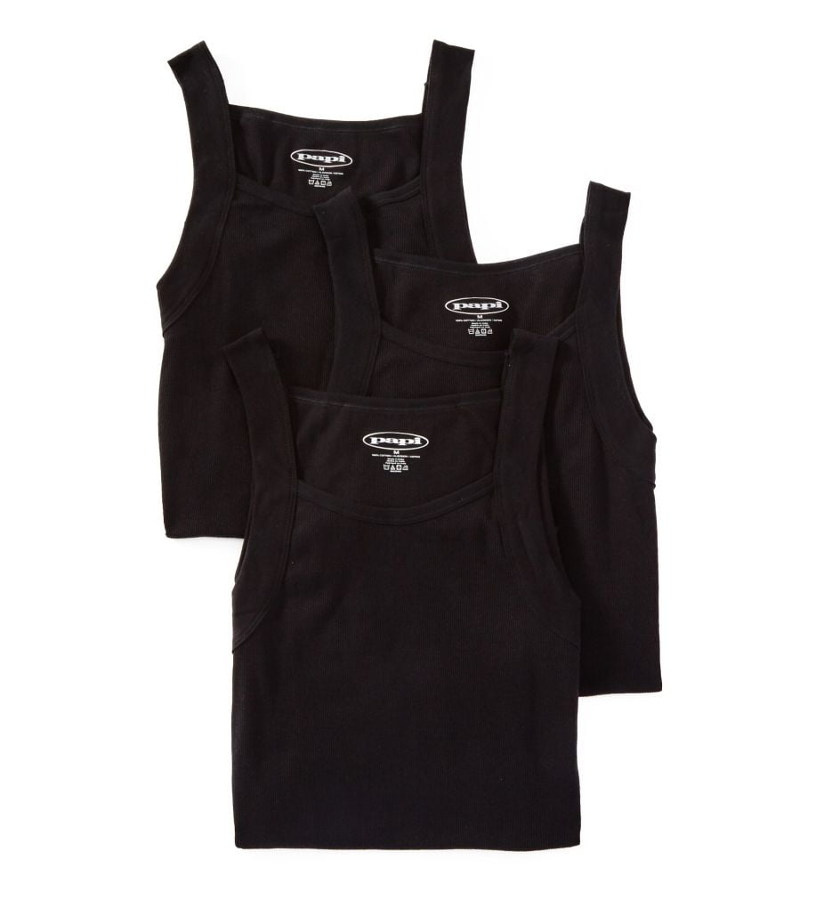 papi 100% Cotton Square Neck Tank Top, 3 Pack (Men's) - Walmart.com