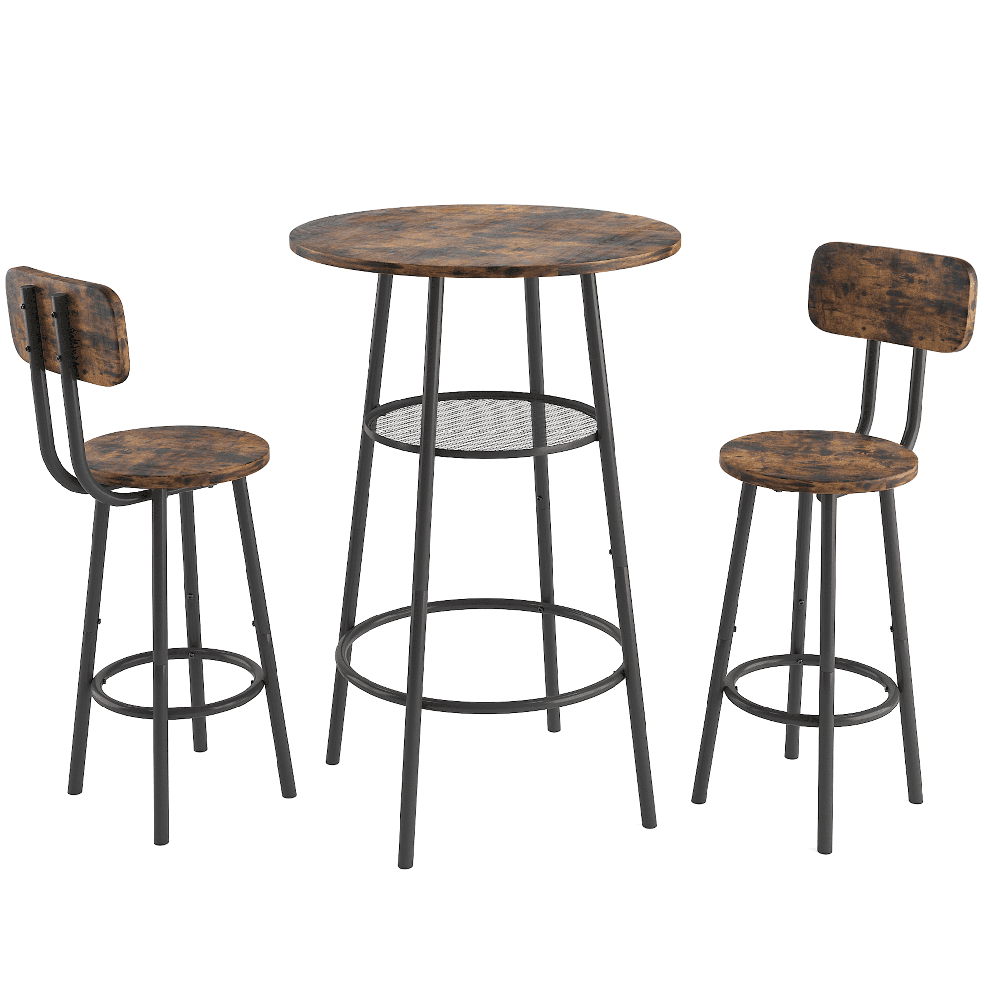 Paproos 3-Piece Bar Table Set, 2-Tier Round Pub Bistro, Kitchen Counter ...