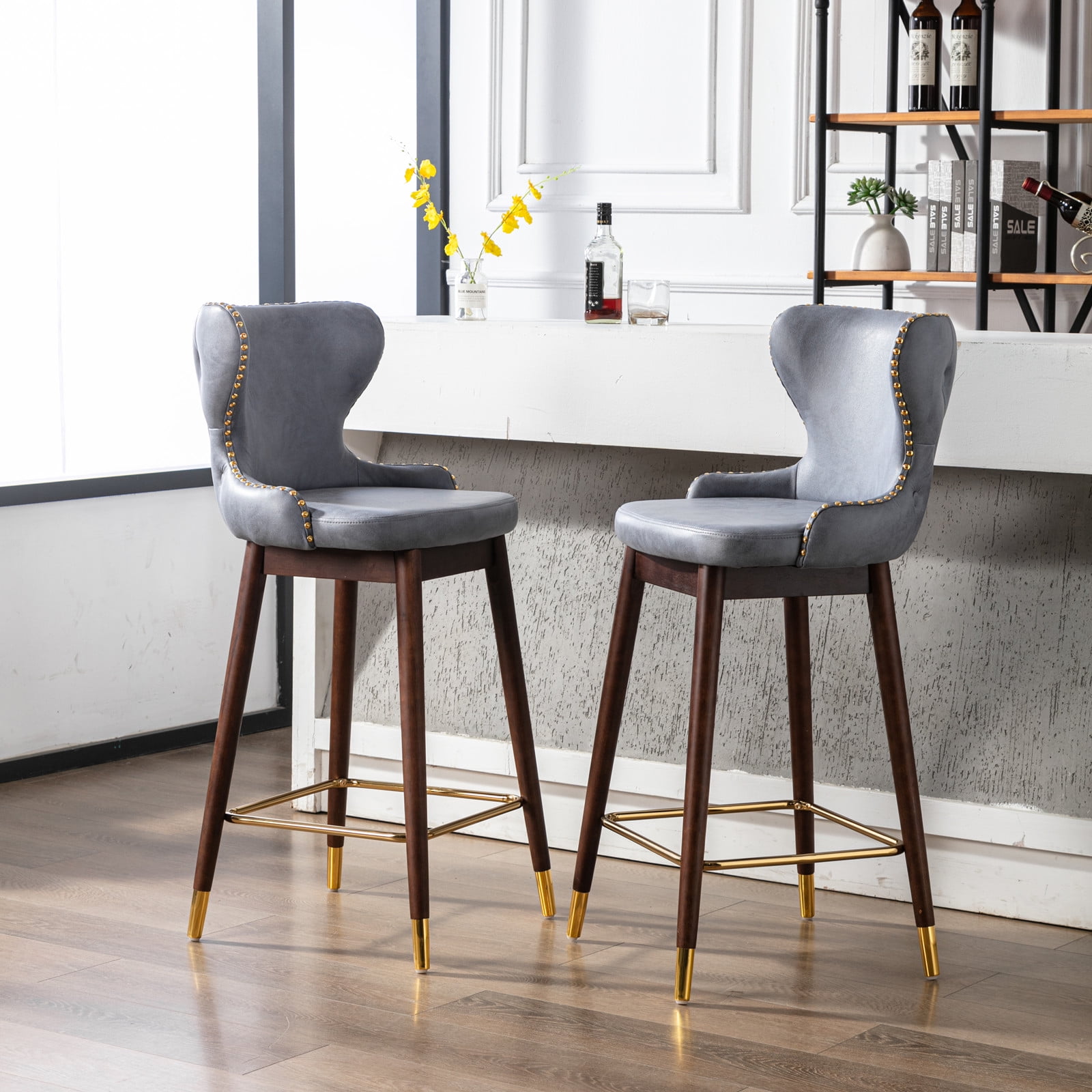 paproos Bar Chairs Set of 2, Counter Height Bar Chairs for Kitchen ...