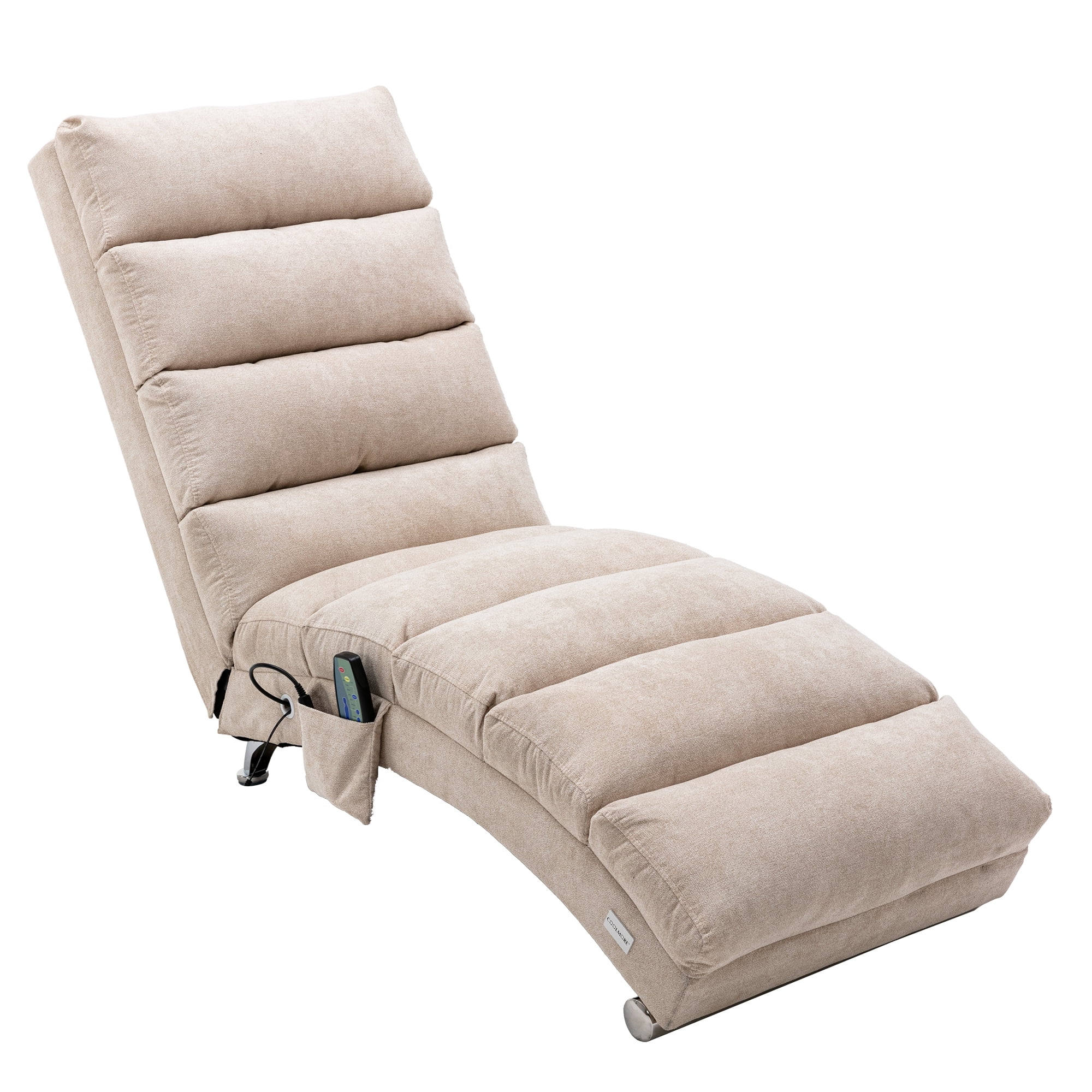 paproos Beige Indoor Chaise Lounge with Massage, Modern Ergonomic ...