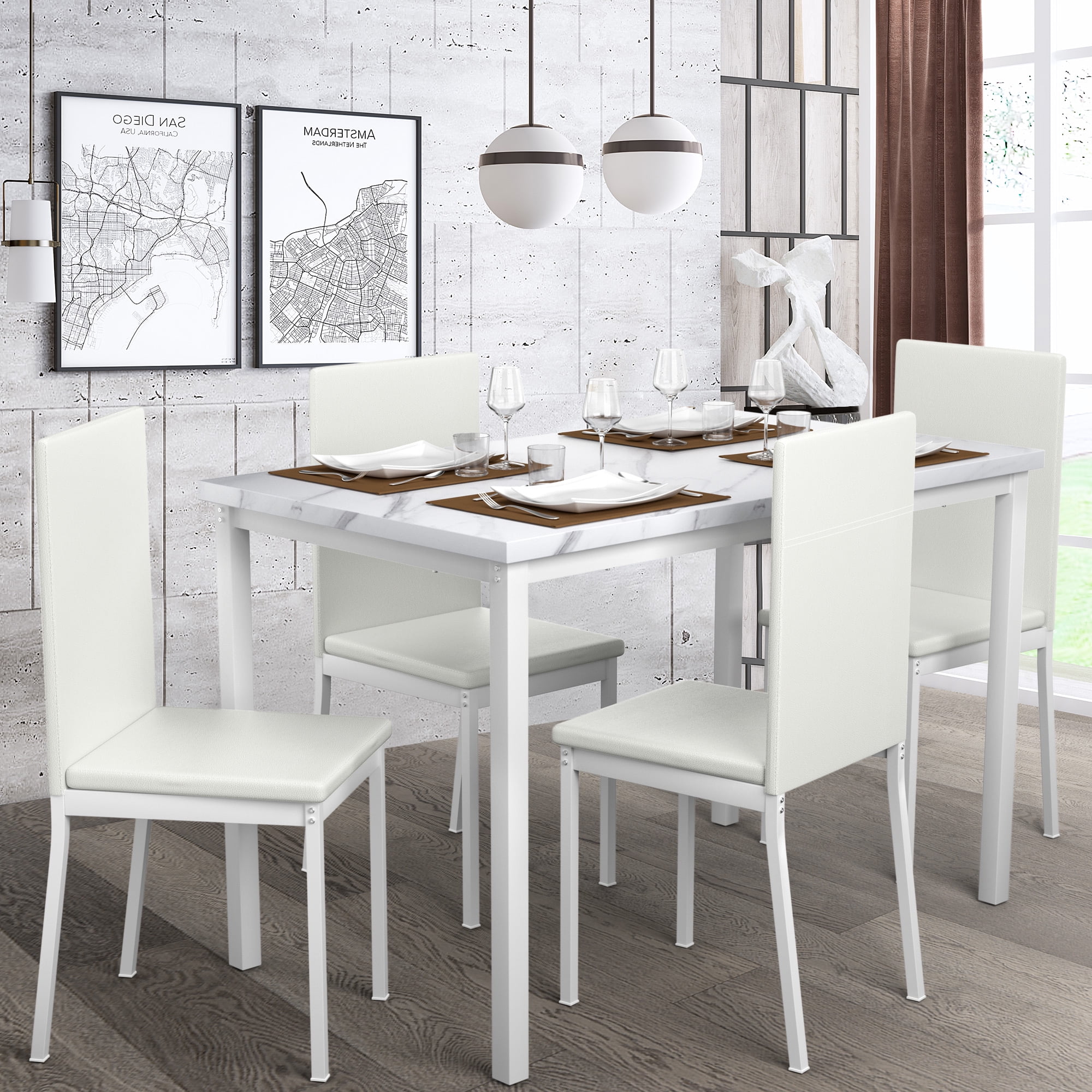 paproos Dining Table Set for 4, Modern 5-Piece Counter Height Kitchen ...