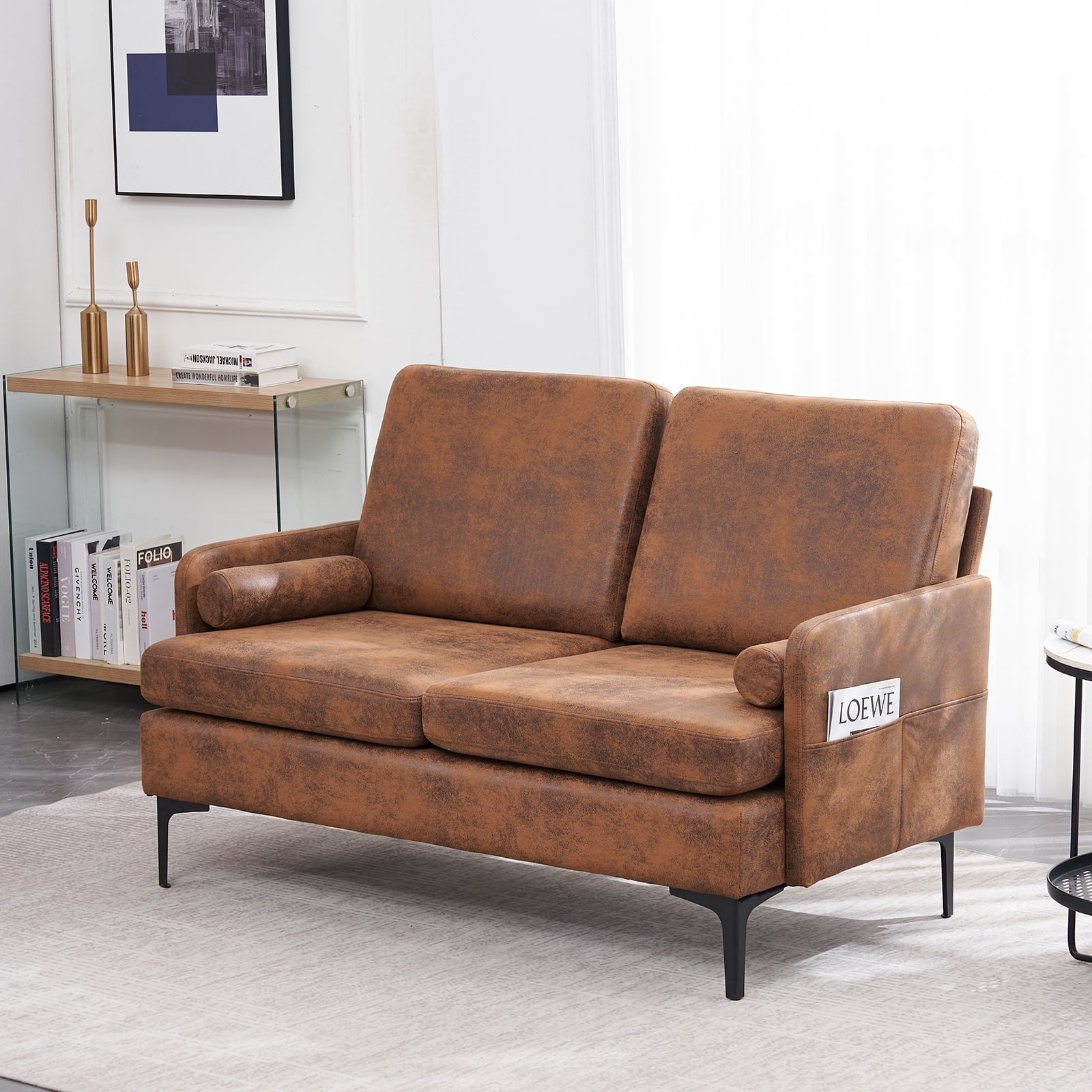 paproos Mid-Century Modern Love Seat,Small Couch for Small Space for ...