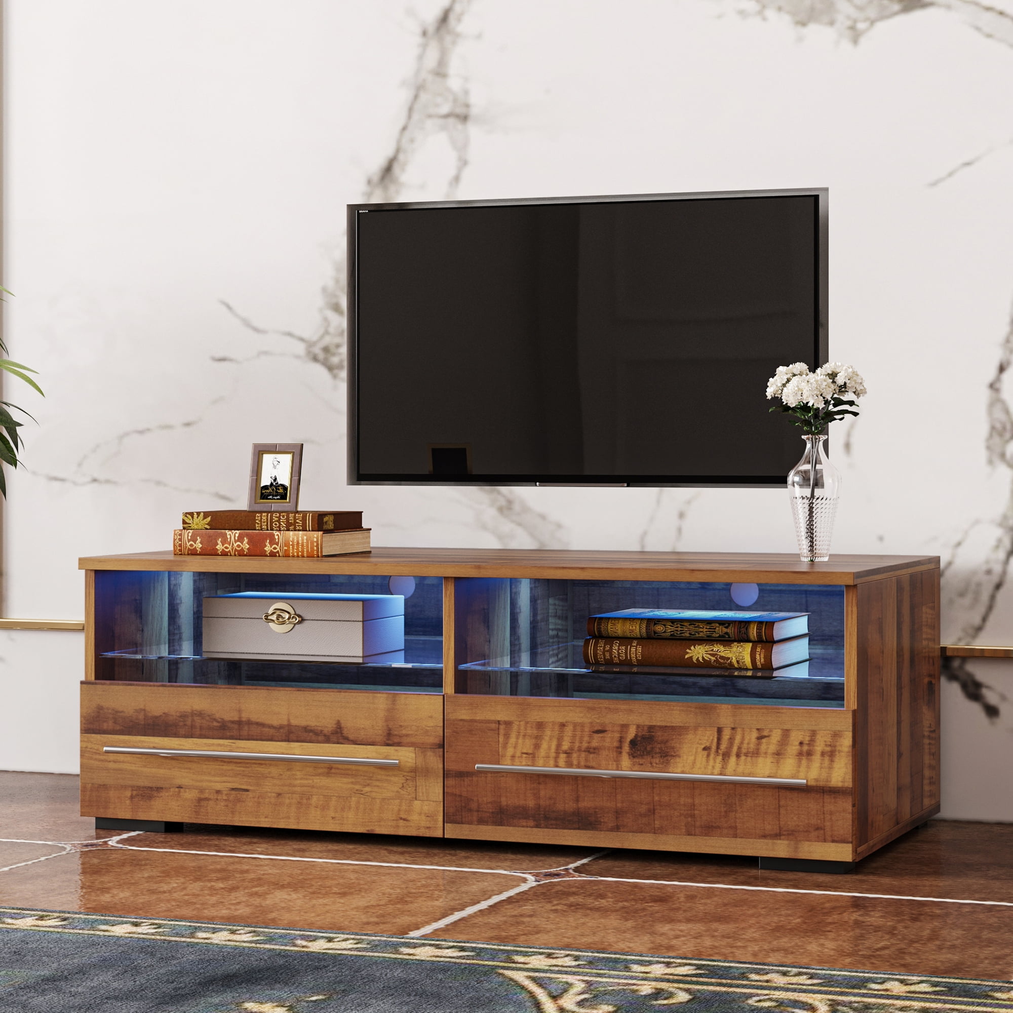 paproos Small TV Stand for 32 to 43 Inch TV, Modern TV Console Table ...