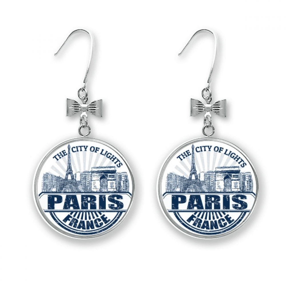 paris france flag eiffel tower architecture bow earrings drop stud ...
