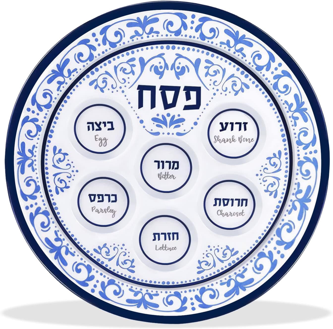 passover seder plates 12" melamine - 6 section plate marked with ...